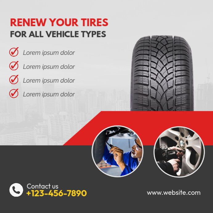 White Professional Auto Tire Service Instagram Post Template | PosterMyWall