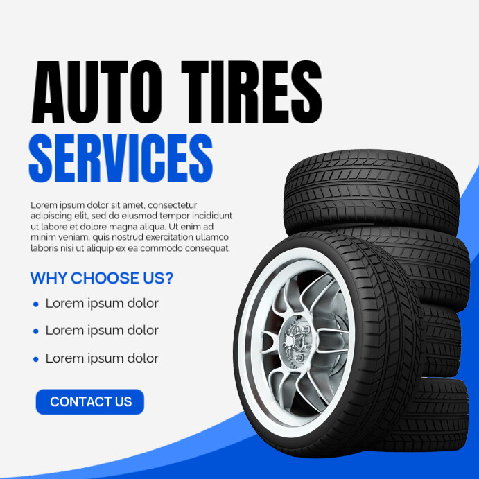 White Professional Auto Tire Service Instagram Post Template | PosterMyWall
