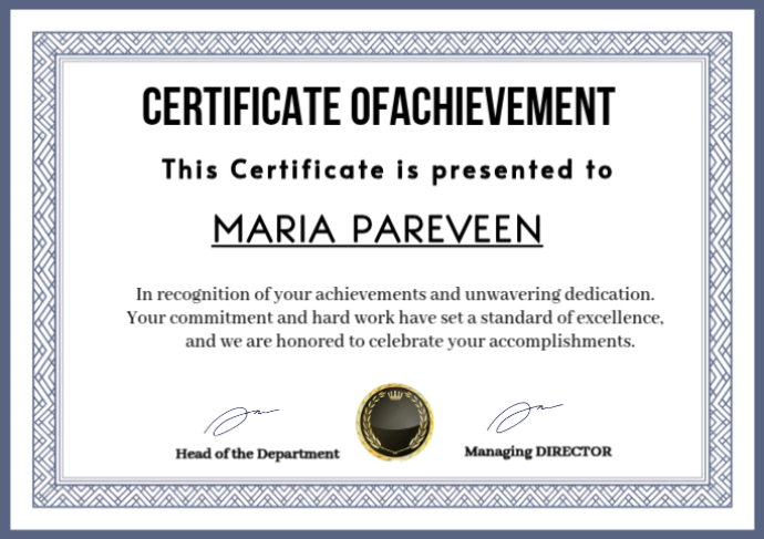 White Professional Award Achievement Certificate A2 Template | PosterMyWall