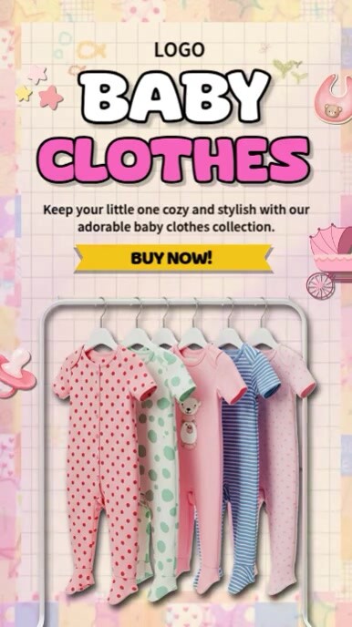 White Professional Baby Clothes Instagram Reel Template | PosterMyWall