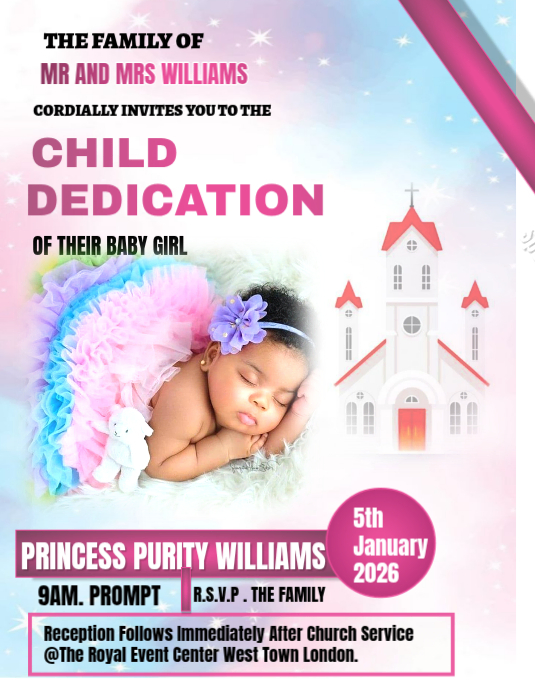 White Professional Baby Dedication Flyer Child Dedication Template ...