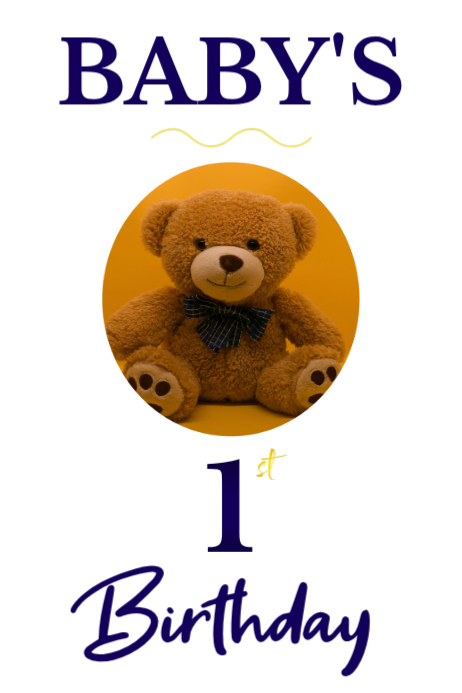 White Professional Baby First Birthday Card Well Wishes Postcard Social ...