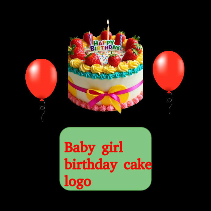 White Professional Baby Girl Birthday Cake Logo Logo Template ...
