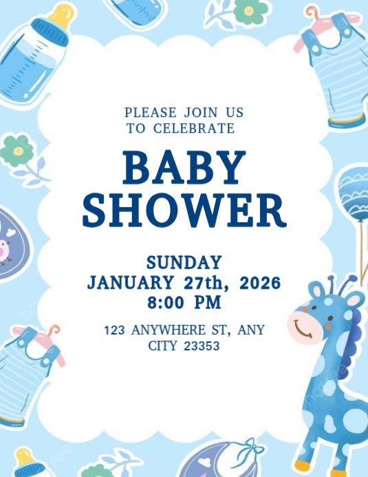 White Professional Baby Shower Invitation Flyer (us Letter) Template ...