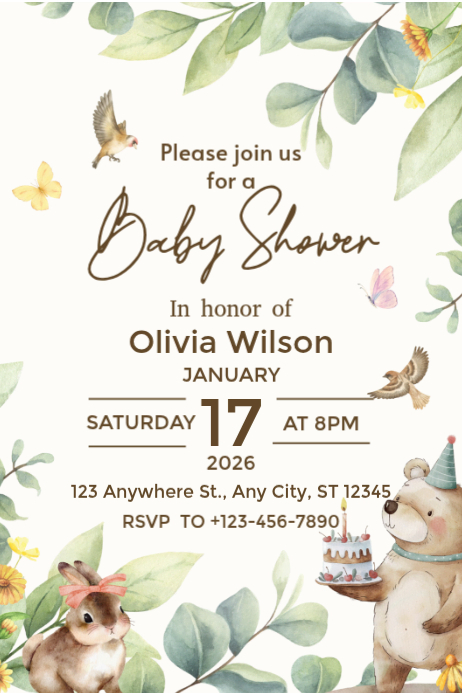 White Professional Baby Shower Invitation Poster Template | PosterMyWall
