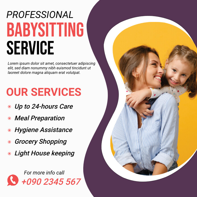 White Professional Baby Sitting Instagram Pos Template | PosterMyWall