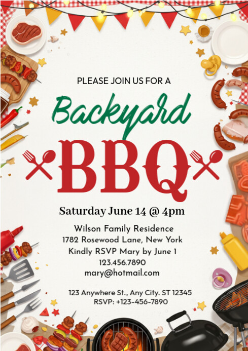Copy of White Professional Backyard Bbq Party Flyer A4 | PosterMyWall
