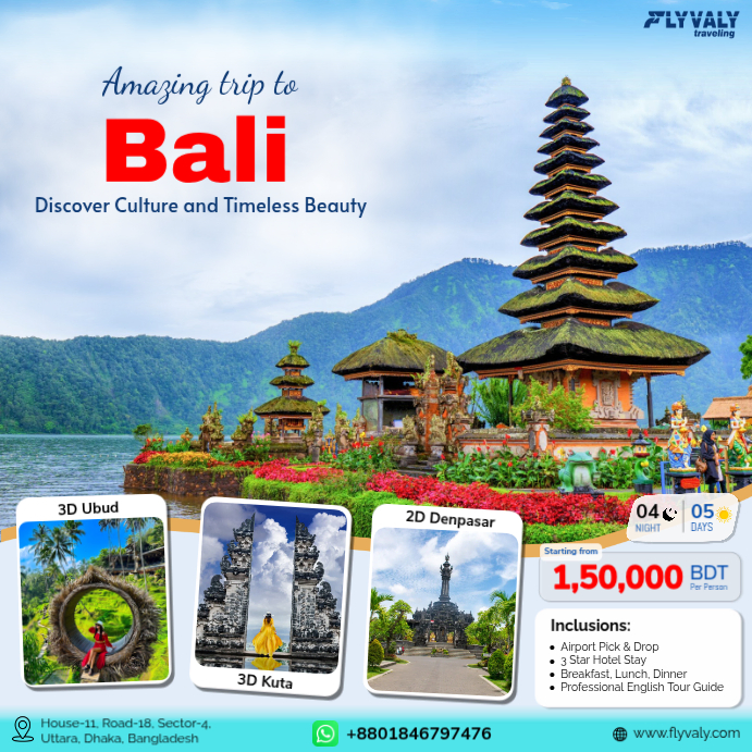 White Professional Bali Tour Package Ads Design Template Instagram Post ...