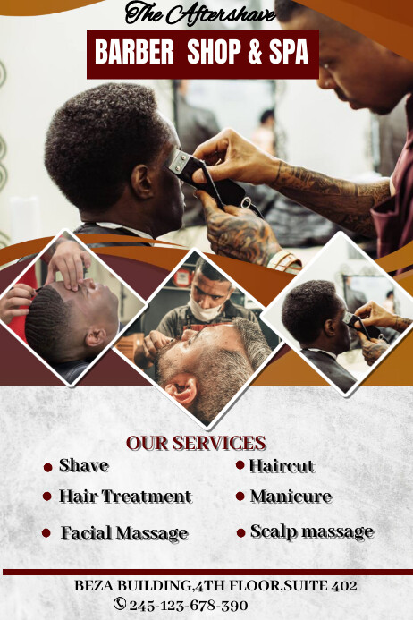 White Professional Barber Shop Poster Template | PosterMyWall