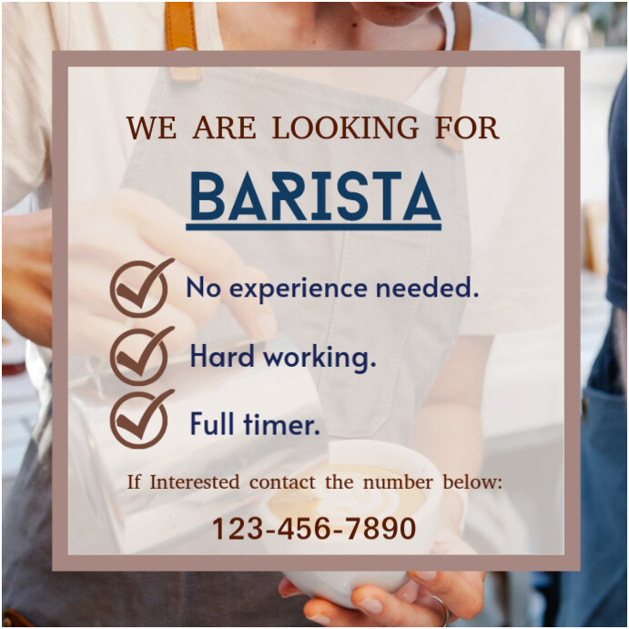 White Professional Barista Instagram Post Template | PosterMyWall