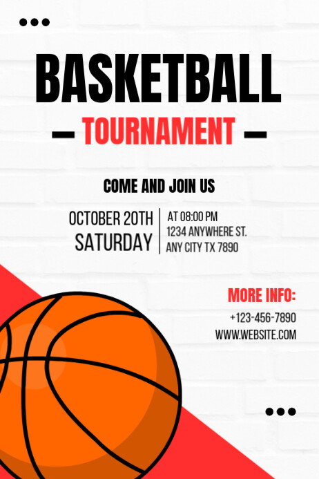 White Professional Basketball Tournament Poster Template | PosterMyWall