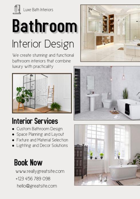 Copy of White Professional Bathroom Interior Design Poster A4 ...
