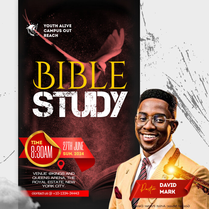 Plantilla de White Professional Bible Study, Church, Reviv | PosterMyWall