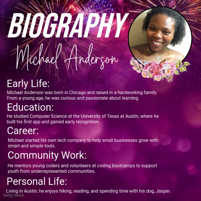 White Professional Biography Instagram Post Template | PosterMyWall