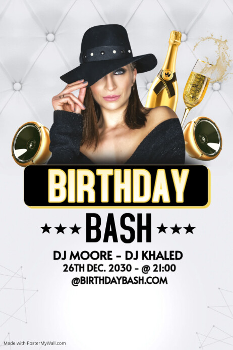 White Professional Birthday Bash Poster Template | PosterMyWall