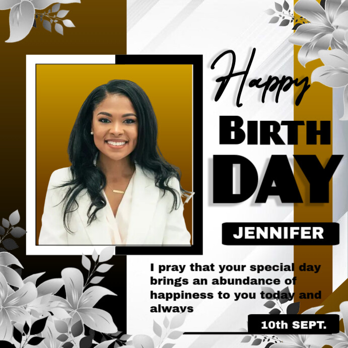 White Professional Birthday Design Square (1 Template | PosterMyWall