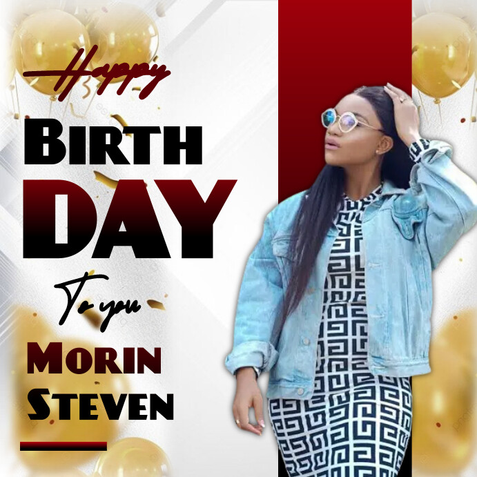 White Professional Birthday Design Square (1 Template | PosterMyWall