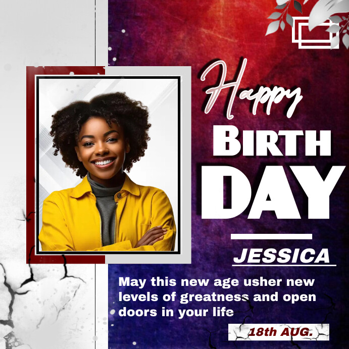 White Professional Birthday Design Square (1 Templat | PosterMyWall