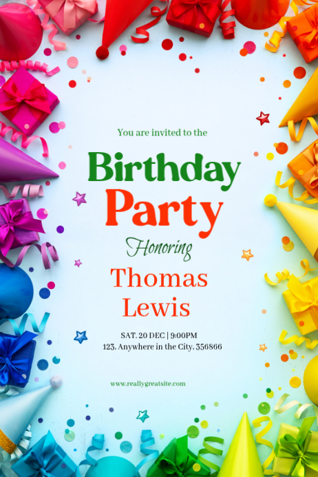 White Professional Birthday Party Invitation Announcement Poster ...