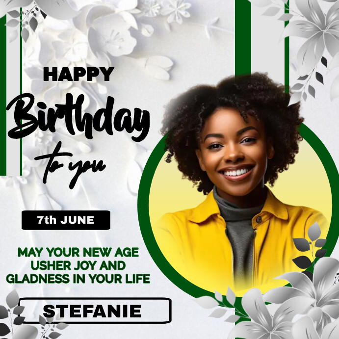 White Professional Birthday Template Square | PosterMyWall
