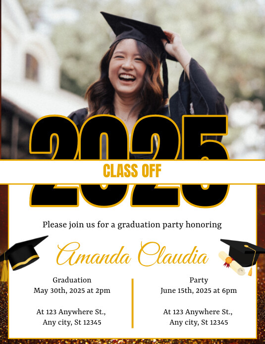 Copy of White Professional Black And Gold Modern Grad | PosterMyWall