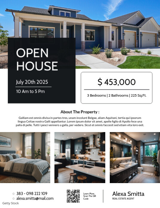 White Professional Black And White Open House Real Estate Flyer (us ...