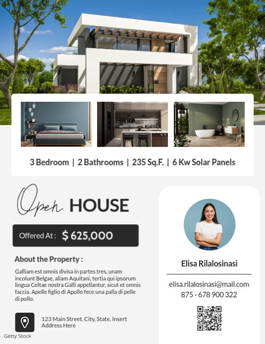 Copy of White Professional Black And White Open House Real Estate Flyer ...