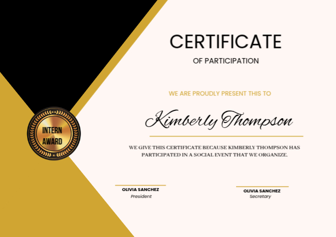 White Professional Black Modern Award Certificate A4 Template ...
