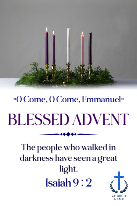 White Professional Blessed Advent Bible Verse Church Quote Poster Flyer ...