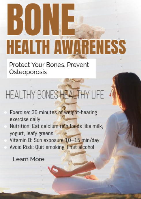 White Professional Bone Health Awareness A4 Template | PosterMyWall