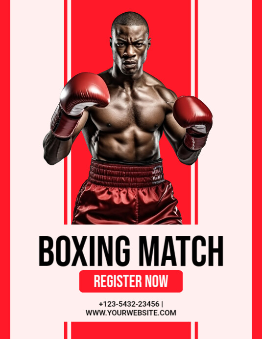 White Professional Boxing Match Flyer (us Letter) Template | PosterMyWall