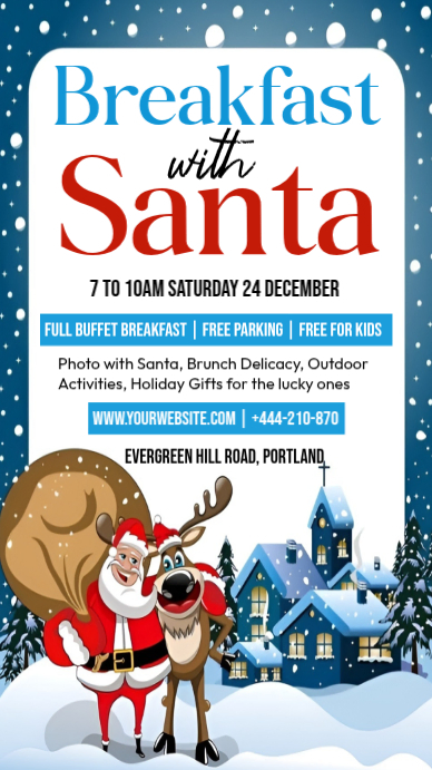 White Professional Breakfast With Santa Instagram Story Template ...