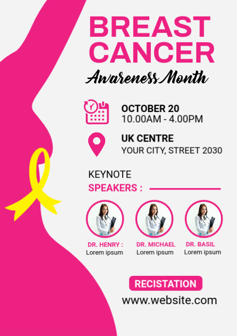 White Professional Breast Cancer Conference Flyer A4 Template ...