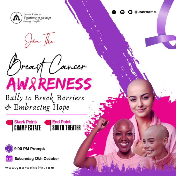 White Professional Breast Cancer Instagram Post Template | PosterMyWall