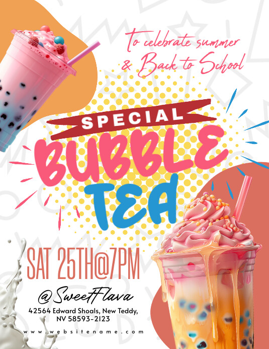 White Professional Bubble Tea Flyer (us Lette Template | PosterMyWall