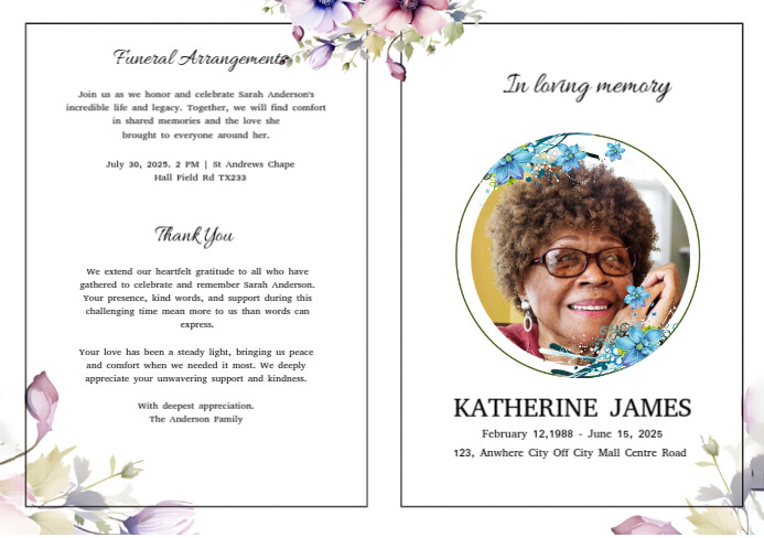 Plantilla de White Professional Burial Flyer Templates A5 | PosterMyWall