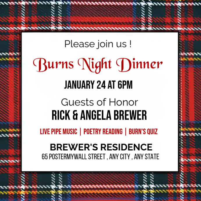 Copy of White Professional Burn's Night Dinner Invite Instagram Post ...