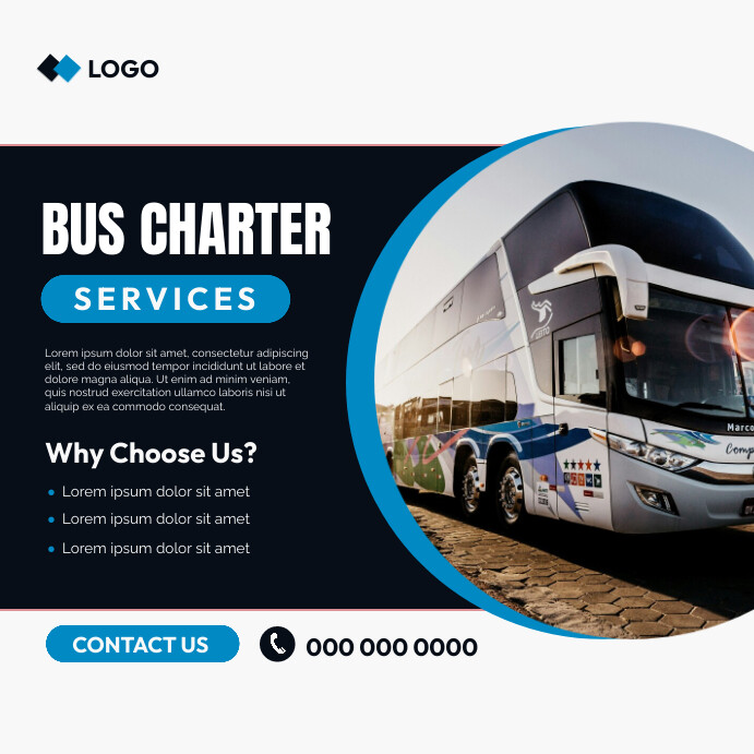 White Professional Bus Charter Service Instag Template | PosterMyWall