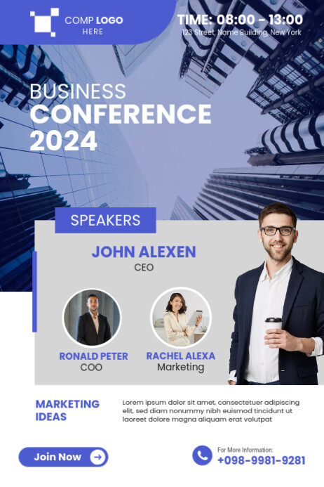 White Professional Business Conference 2024 E Template | PosterMyWall