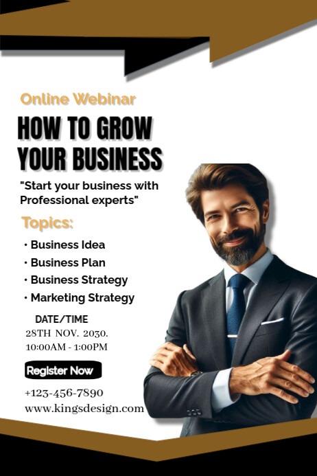 White Professional Business Poster Template | PosterMyWall