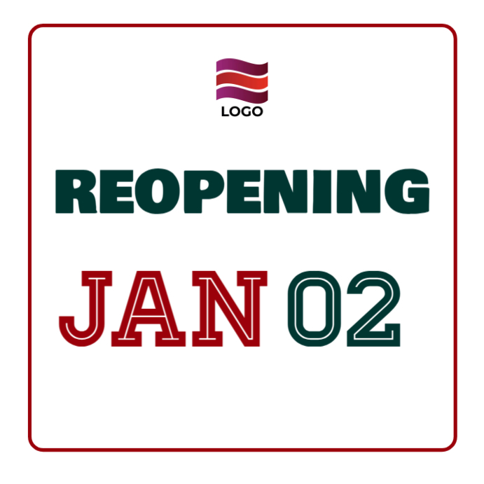 White Professional Business Reopening Date Announcement Customer Notice ...