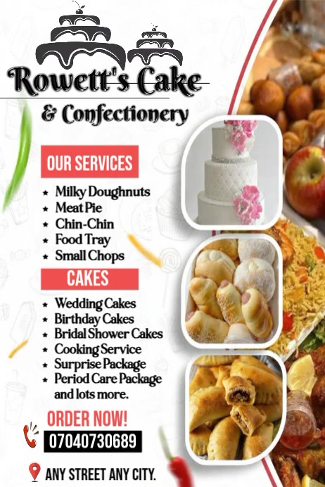 White Professional Cake Poster Template | PosterMyWall