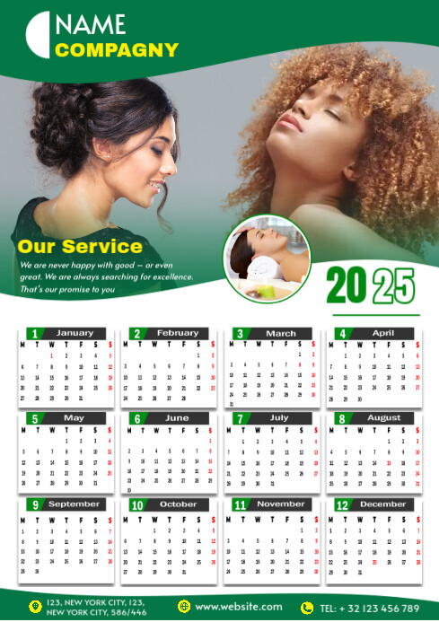 White Professional Calendar 2025 A3 Template | PosterMyWall