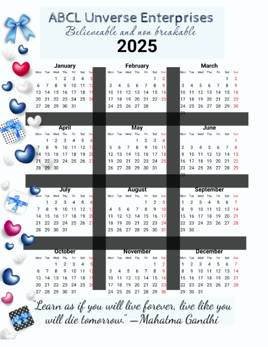 Copy of White Professional Calendar 2025 Flyer (us Letter) | PosterMyWall