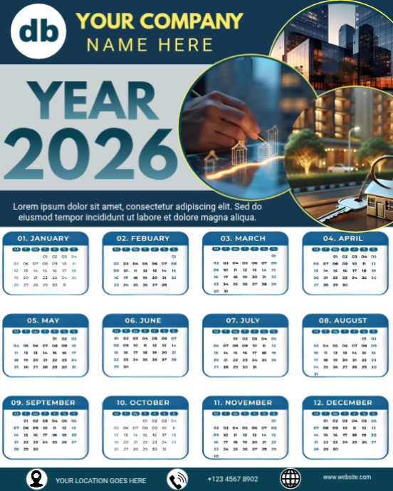 White Professional Calendar 2026 Instagram Portrait Template | PosterMyWall