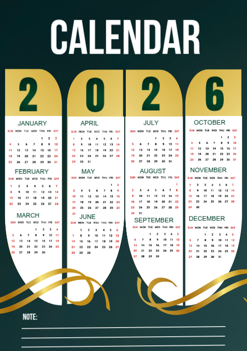 White Professional Calendar 2026 Printable Template A4 | PosterMyWall