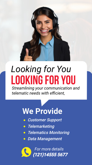 White Professional Call Centre Customer Servi Template | PosterMyWall