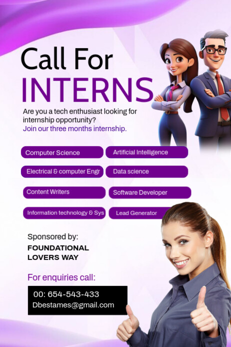 White Professional Call For Internship Template Design Poster ...