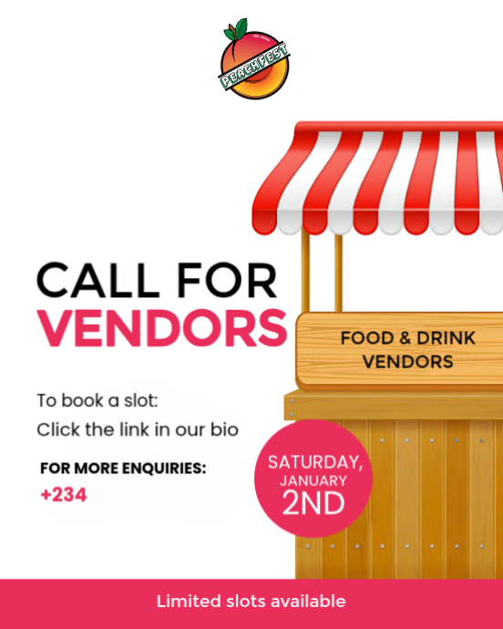 White Professional Call For Vendors Flyer Instagram Portrait Template ...