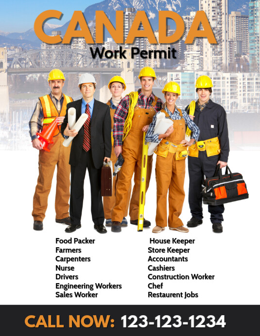 White Professional Canada Work Permit Flyer (us Letter) Template ...
